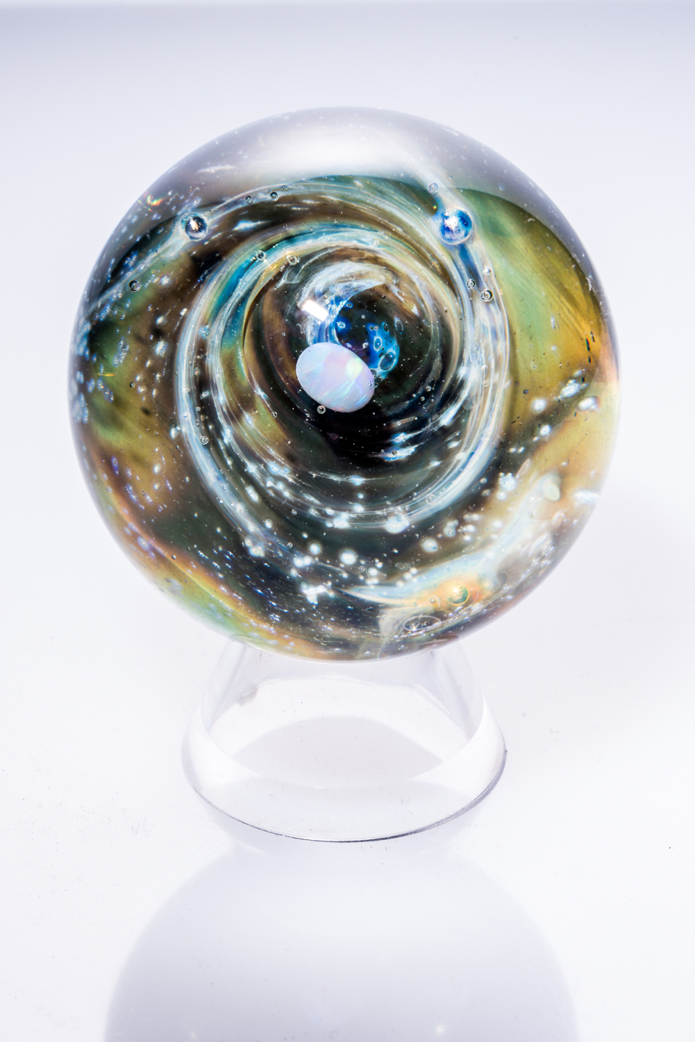 2" Glass Space Marble with Custom Backing - Wizard Glass
